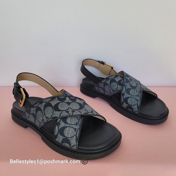 Coach | Shoes | Coach Fraser Sandal In Signature Jacquard Chambray ...
